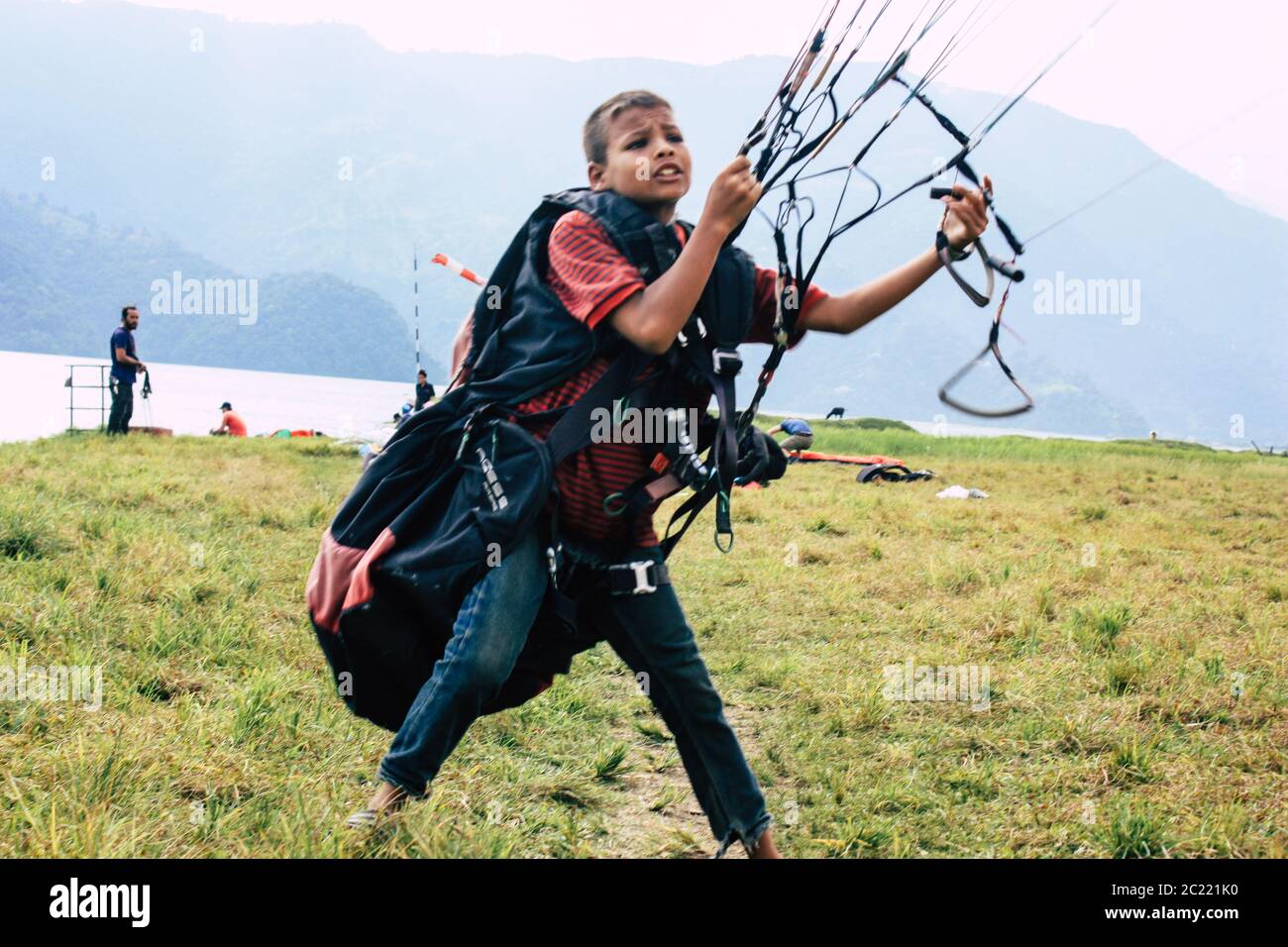Pokhara Nepal October 6, 2018 Portrait of a young Nepali kid learning ...