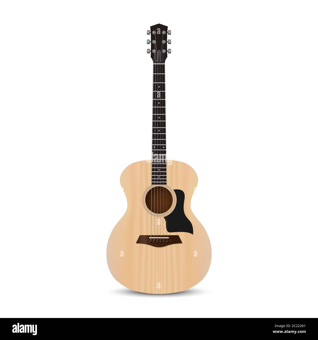 Realistic acoustic guitar isolated on white background, vector ...