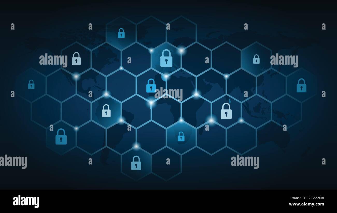 Cyber technology security, network protection background design, vector ...