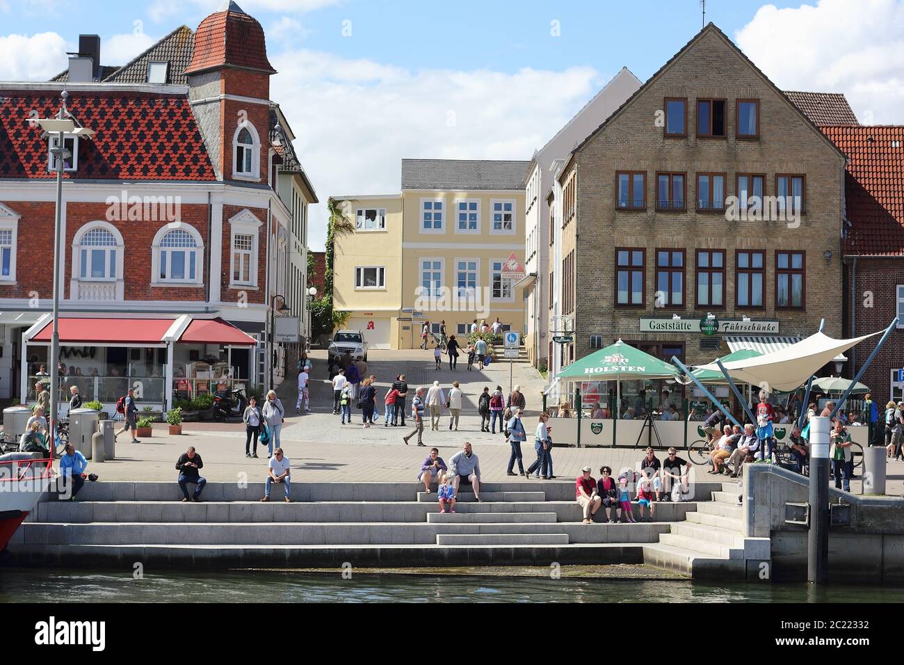 Waterside promenade and stairs to the Schlei in Kappeln Stock Photo - Alamy
