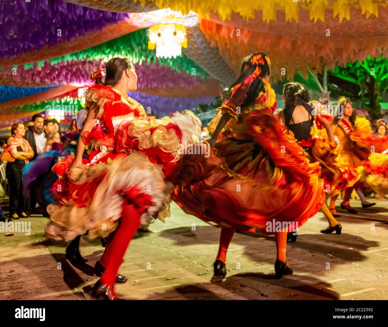 Traditional quadrilha dance in the street during the June festivities ...
