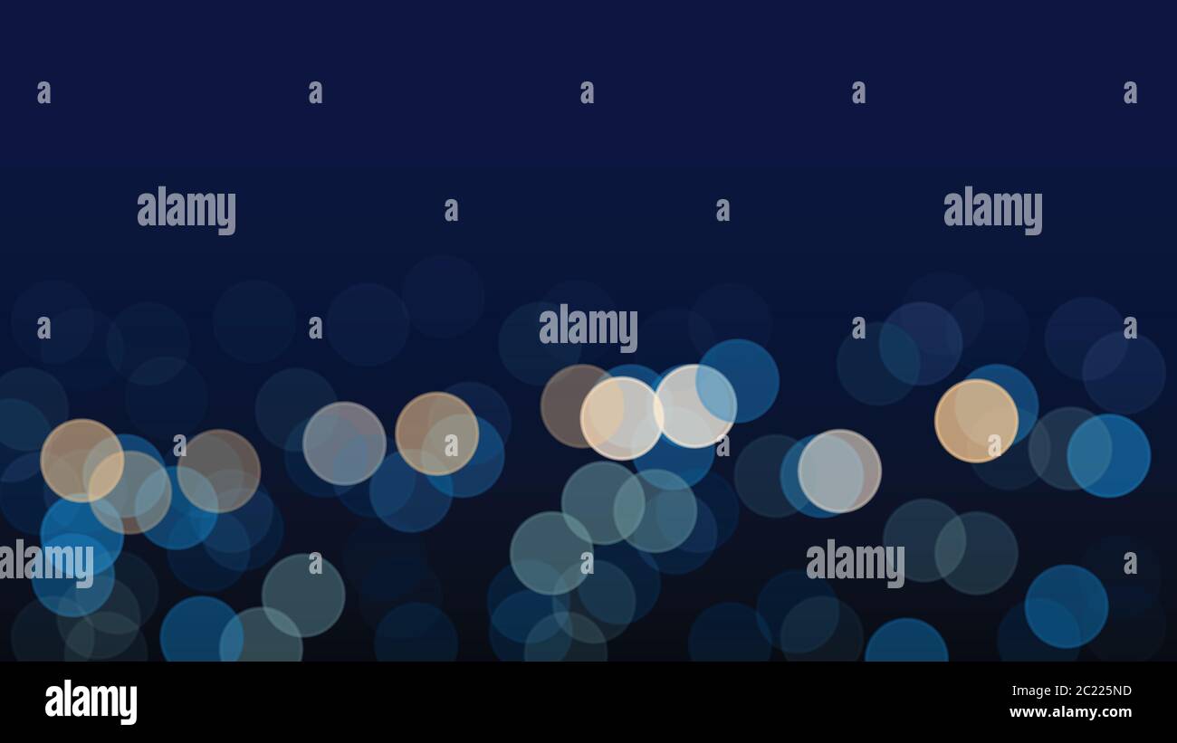 Abstract blurred bokeh light on dark blue background, vector ...