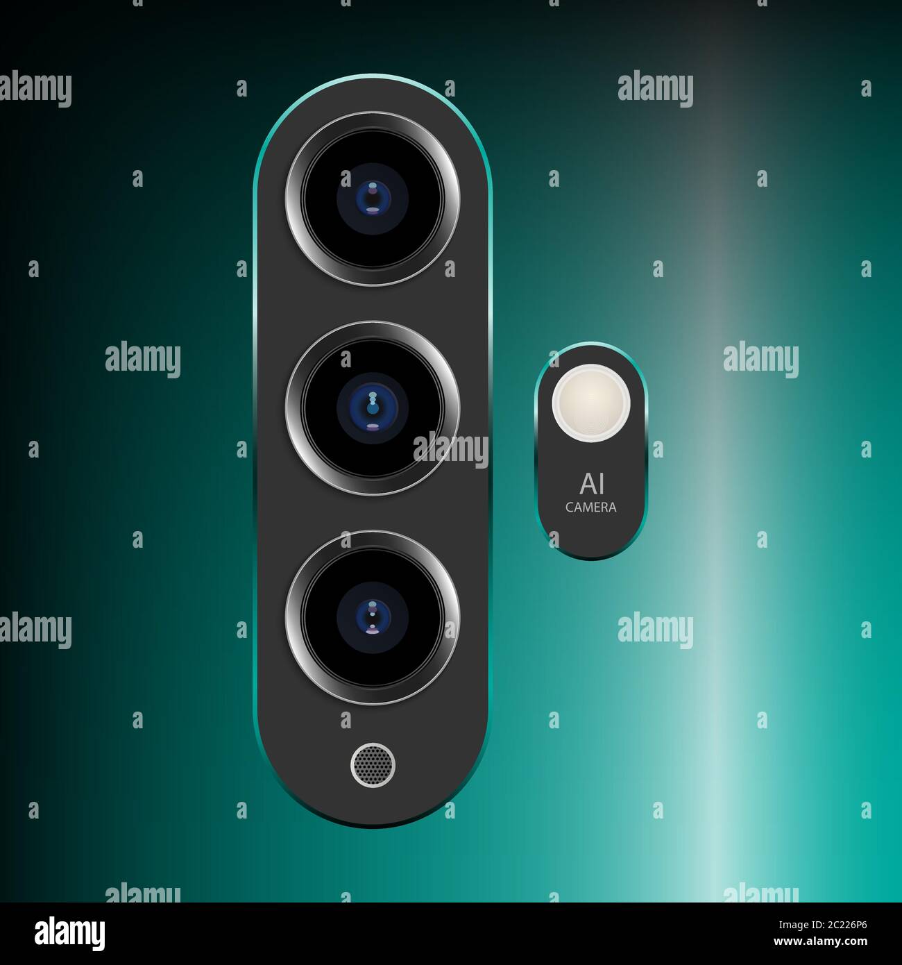 Realistic camera lens on smartphone, vector illustration Stock Vector ...
