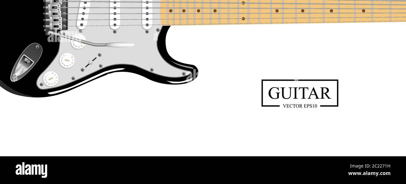 Realistic electric guitar isolated on white background, vector ...