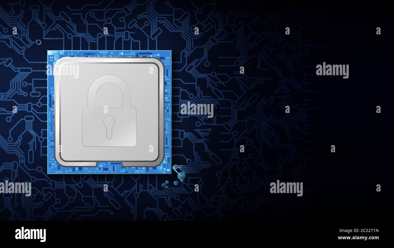 Cyber security abstract background,Key on CPU chip electronic, vector ...