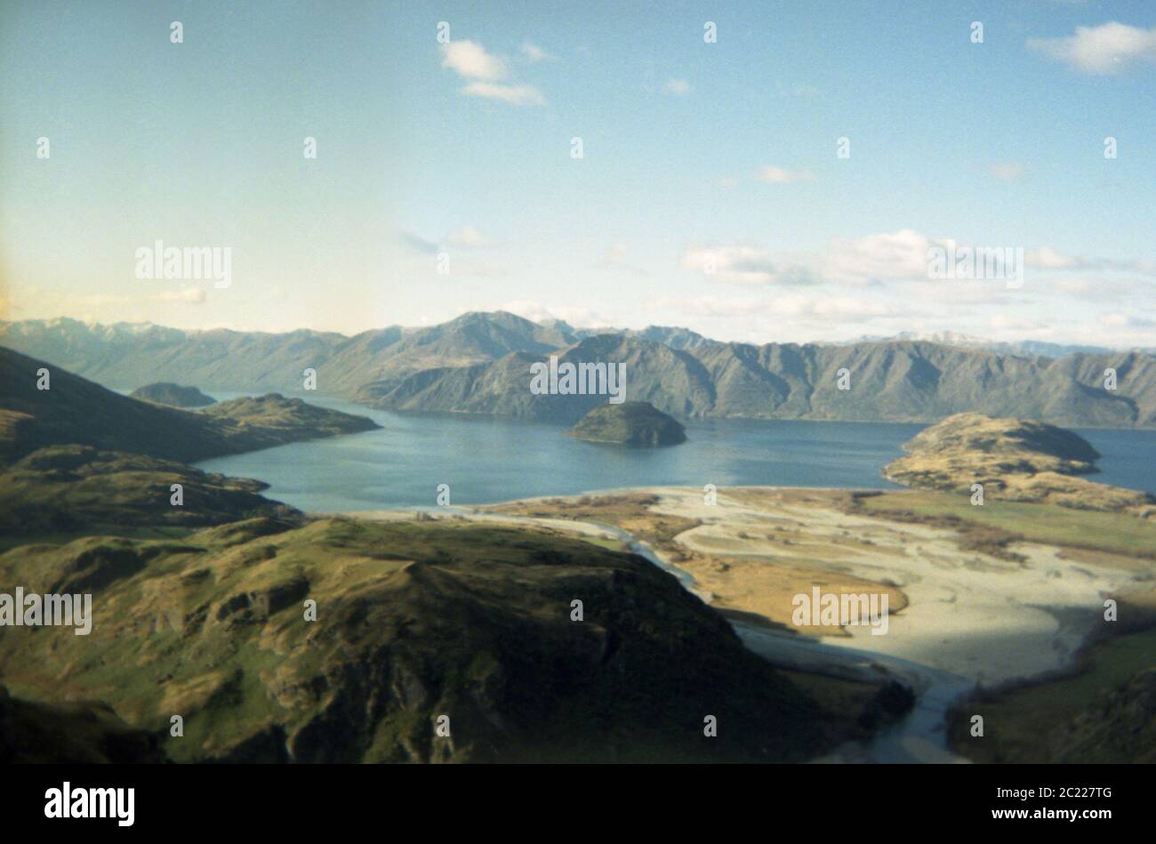 Aerial view over lake hawea new zealand hi-res stock photography and ...