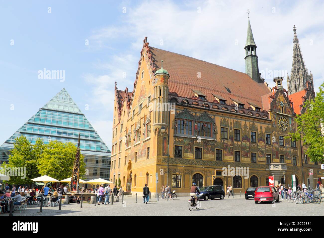Ulm Town Hall Square Stock Photo - Alamy