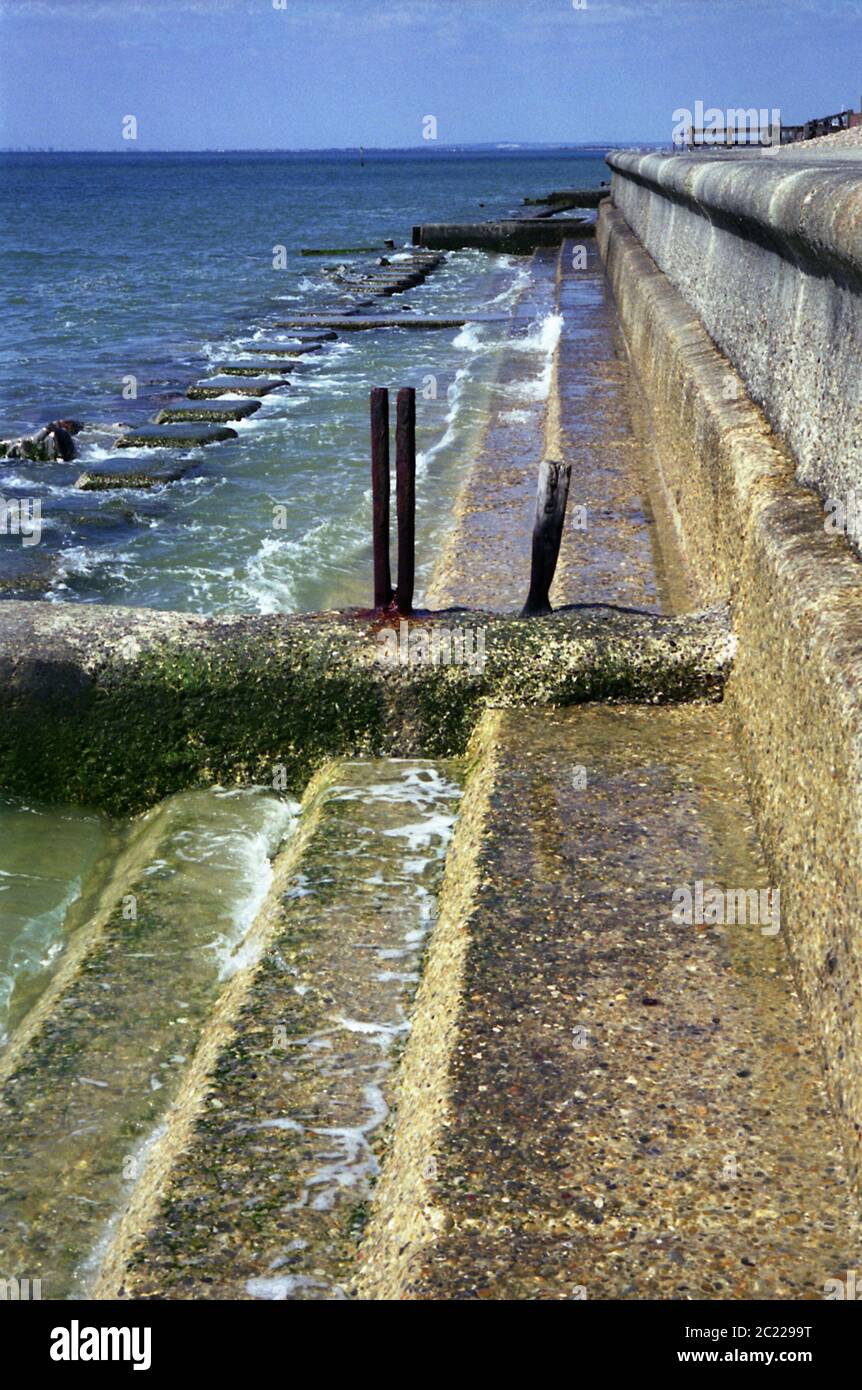 Sea Defence Steps,View along sea steps,View along coast,Selby,West ...