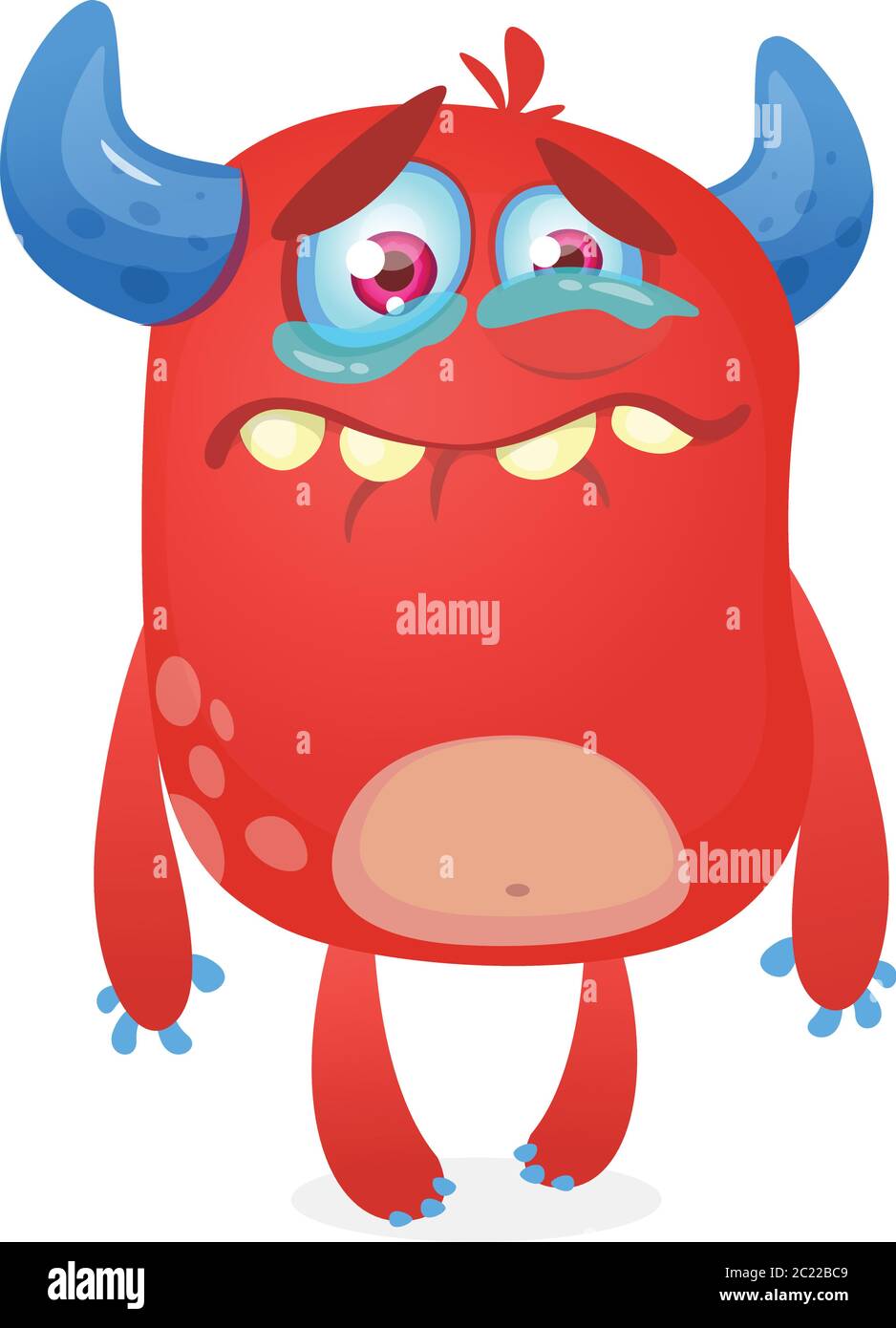 Crying cute monster cartoon. Pink monster character mascot. Vector ...