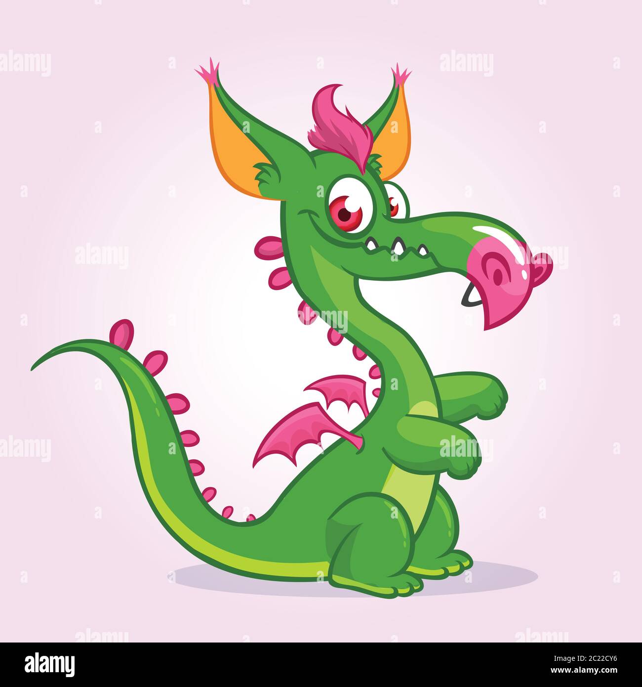 Cute small cartoon dragon. Vector illustration of dragon monster with ...