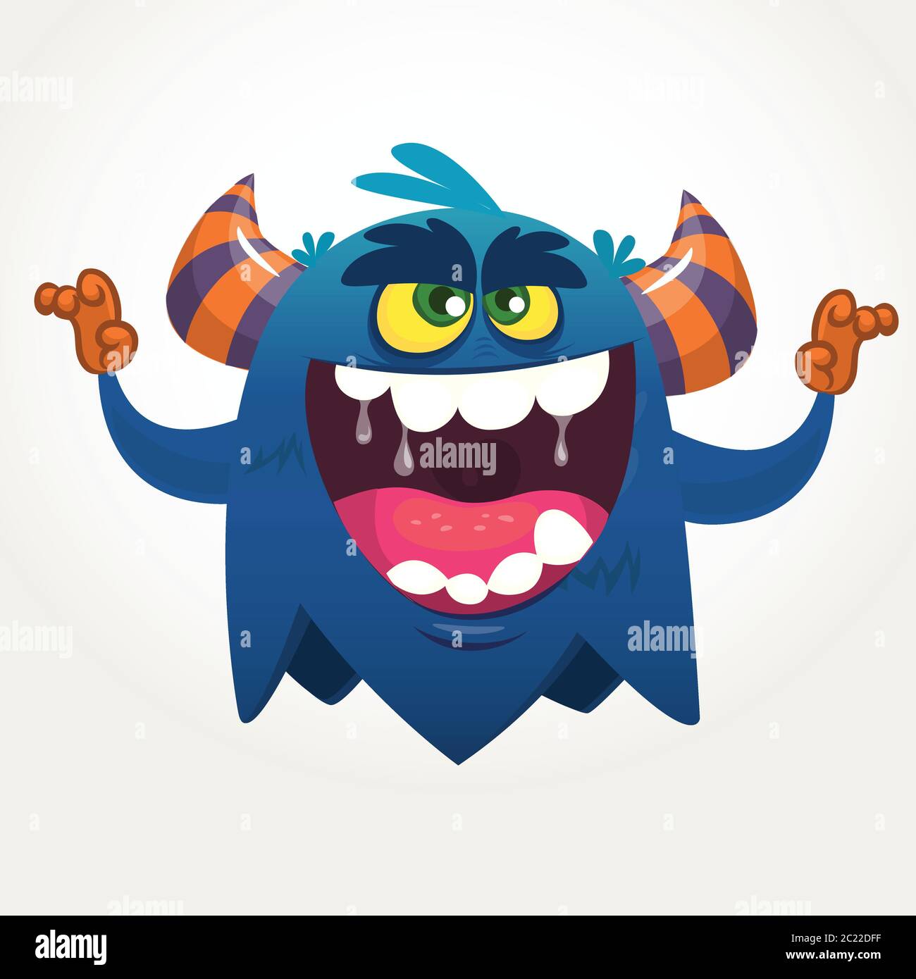 Angry cartoon black monster screanimg. Yelling angry monster expression ...