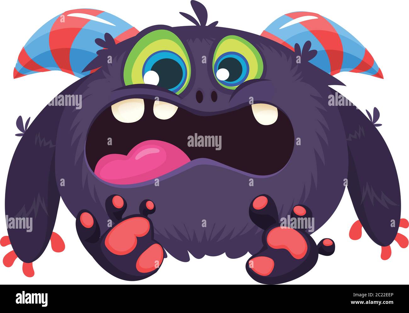 Angry cartoon black monster screanimg. Yelling angry monster expression ...