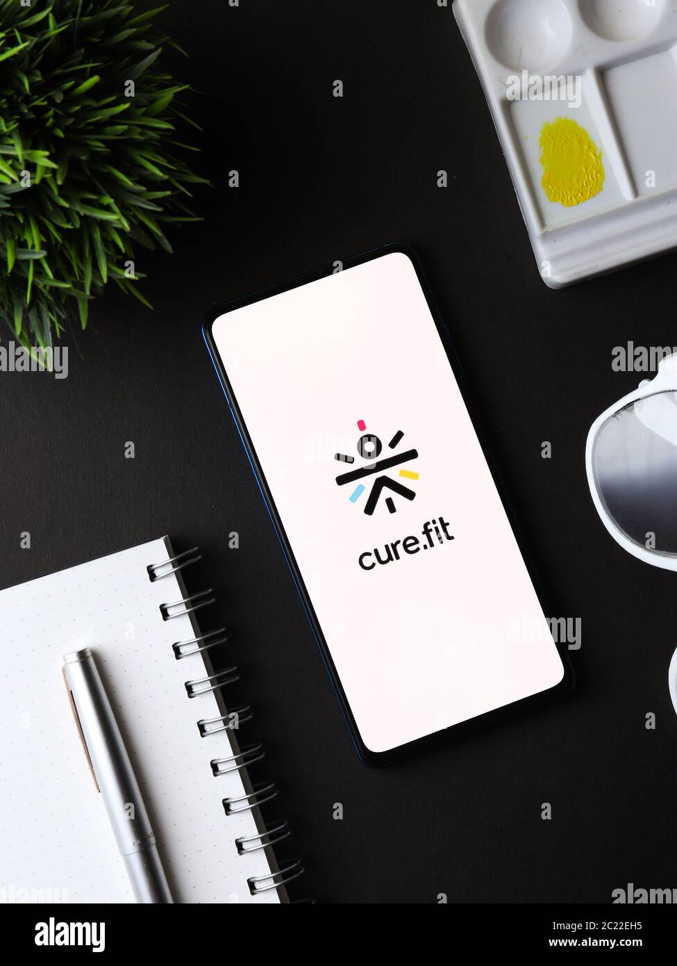 Assam, india - June 09, 2020 : Curefit fitness app for meditation ...