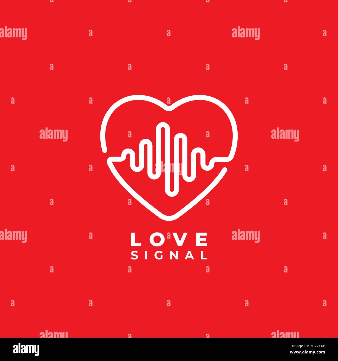 Love signal logo design template. Heart or love icon with pulse signal ...