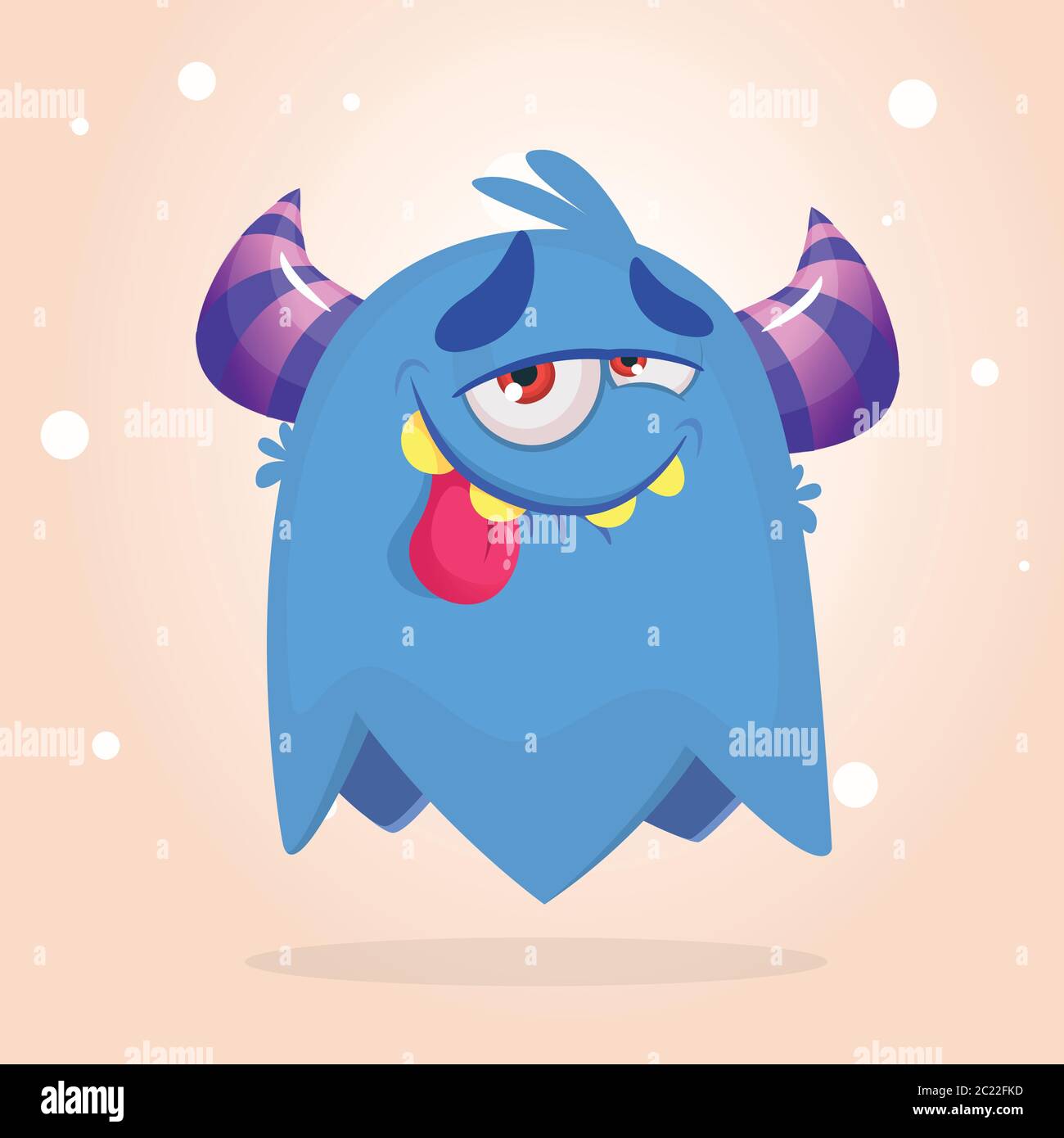 Happy pleased cartoon monster. Satisfied monster emotion. Halloween ...