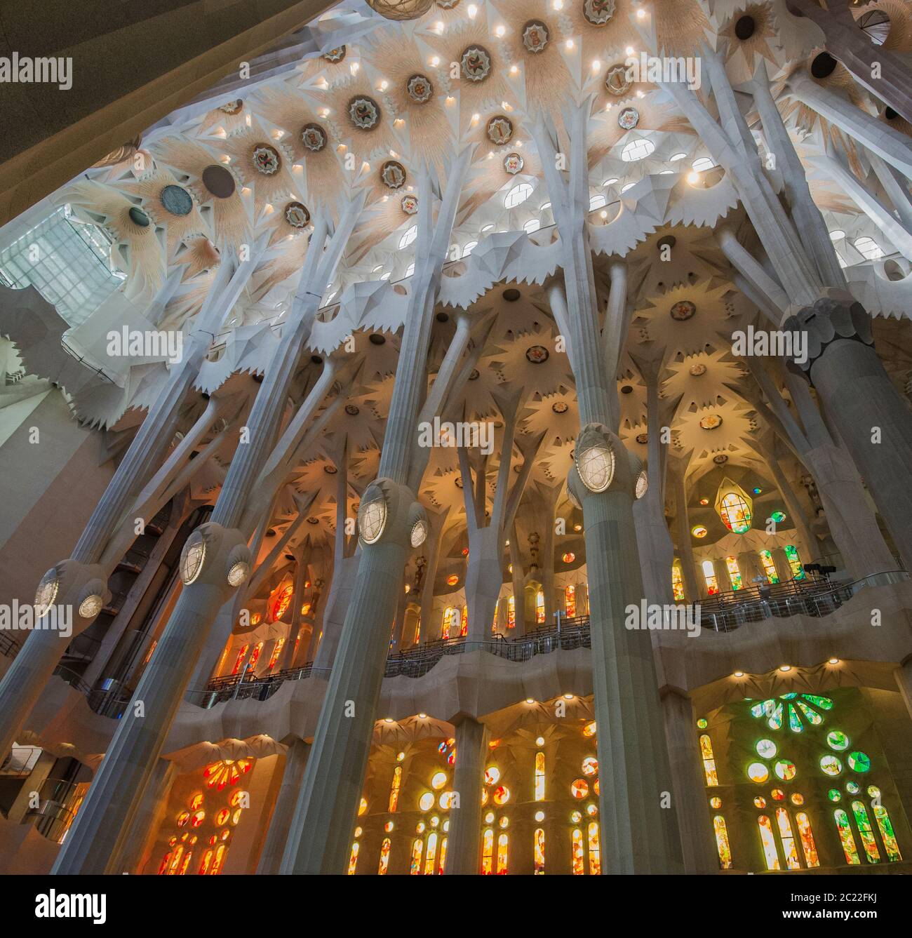 Interior of the Basilica of the La Sagrada Familia, designed by Antoni ...