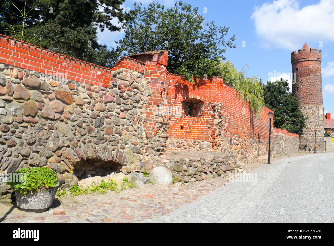 City wall with tower Stock Photo - Alamy