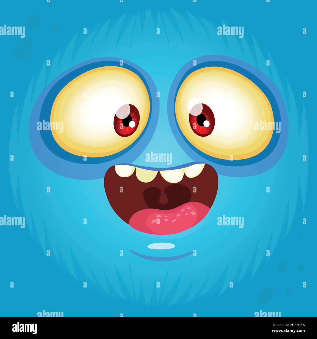 Happy cartoon monster face avatar. Halloween illustration. Prints ...