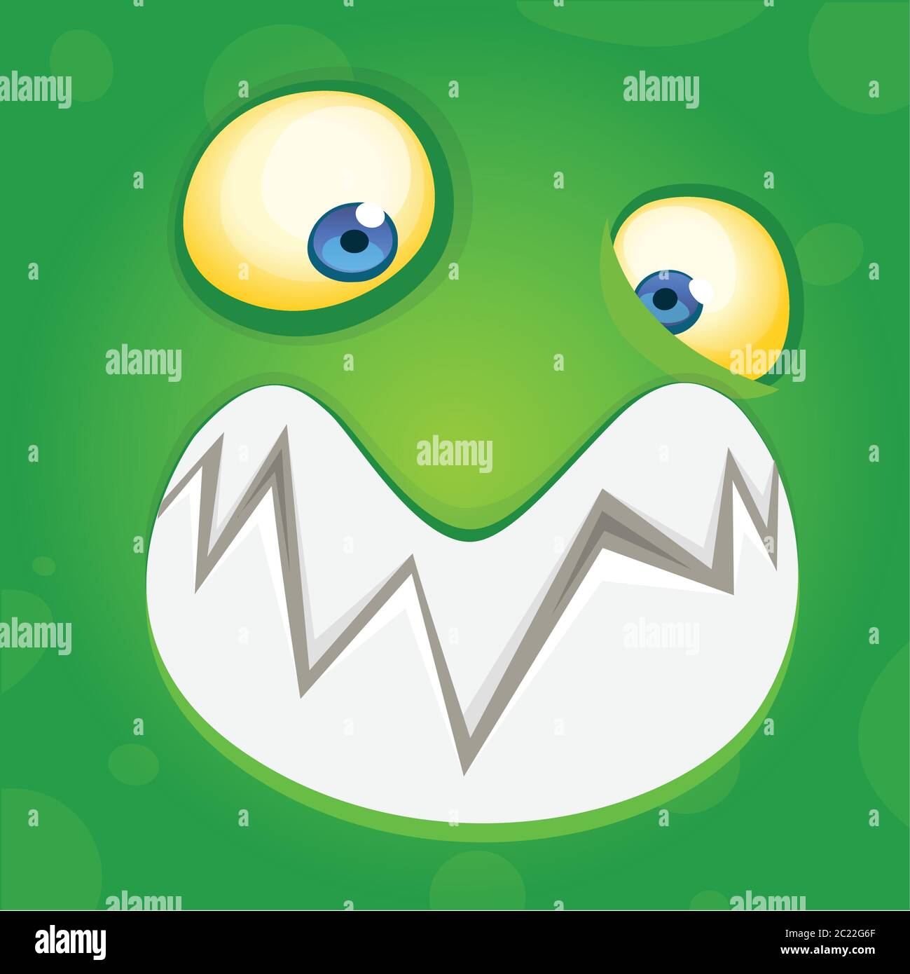 Cartoon monster face. Vector Halloween green happy cool monster avatar ...
