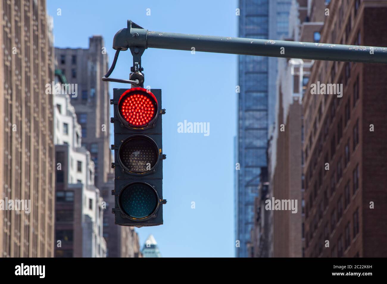 Traffic light closeup with red signal. Traffic light on the background ...