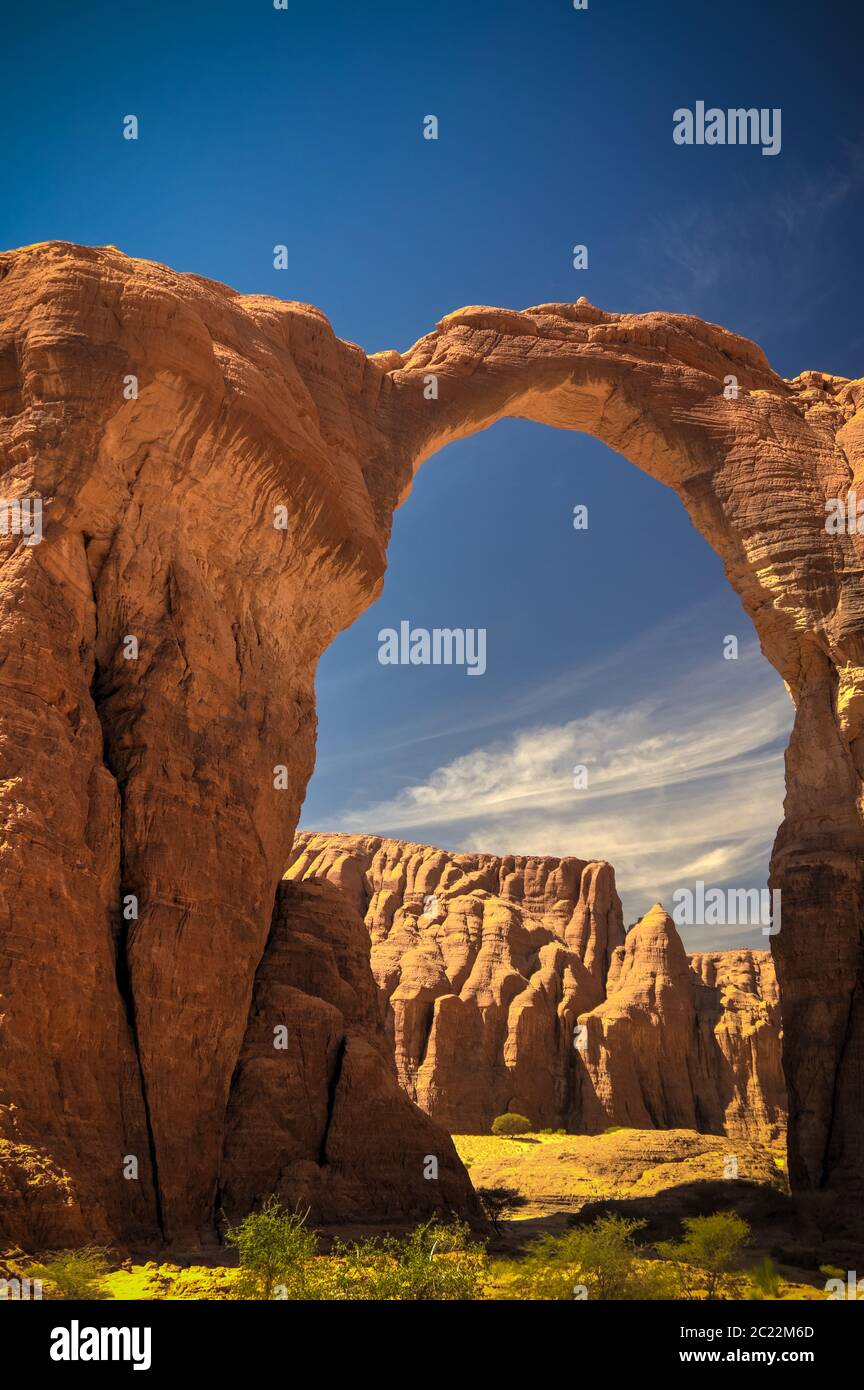 Abstract Rock formation at plateau Ennedi aka Aloba arch in Chad Stock ...