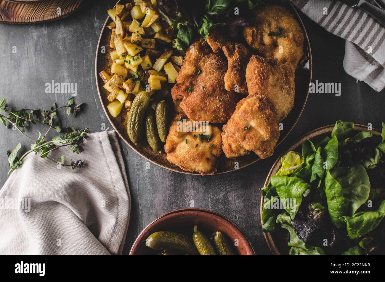 Original weiner schnitzel, food photography, ready for advertisment ...