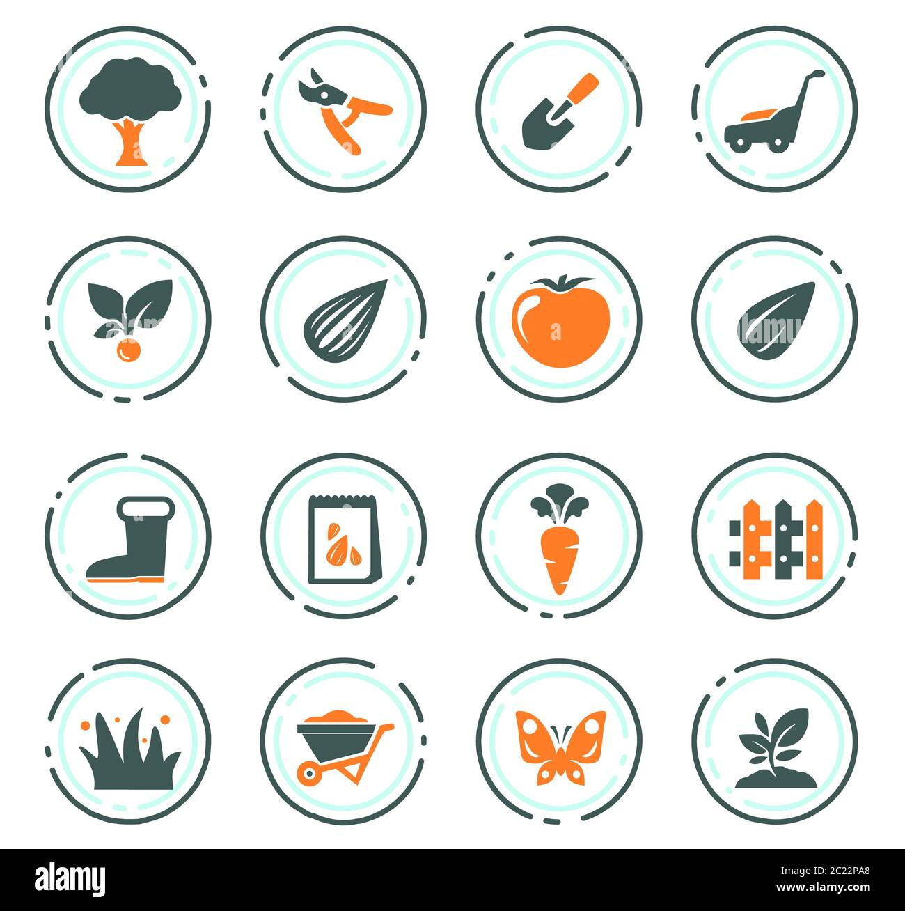 Gardening color vector icons for user interface design Stock Photo - Alamy