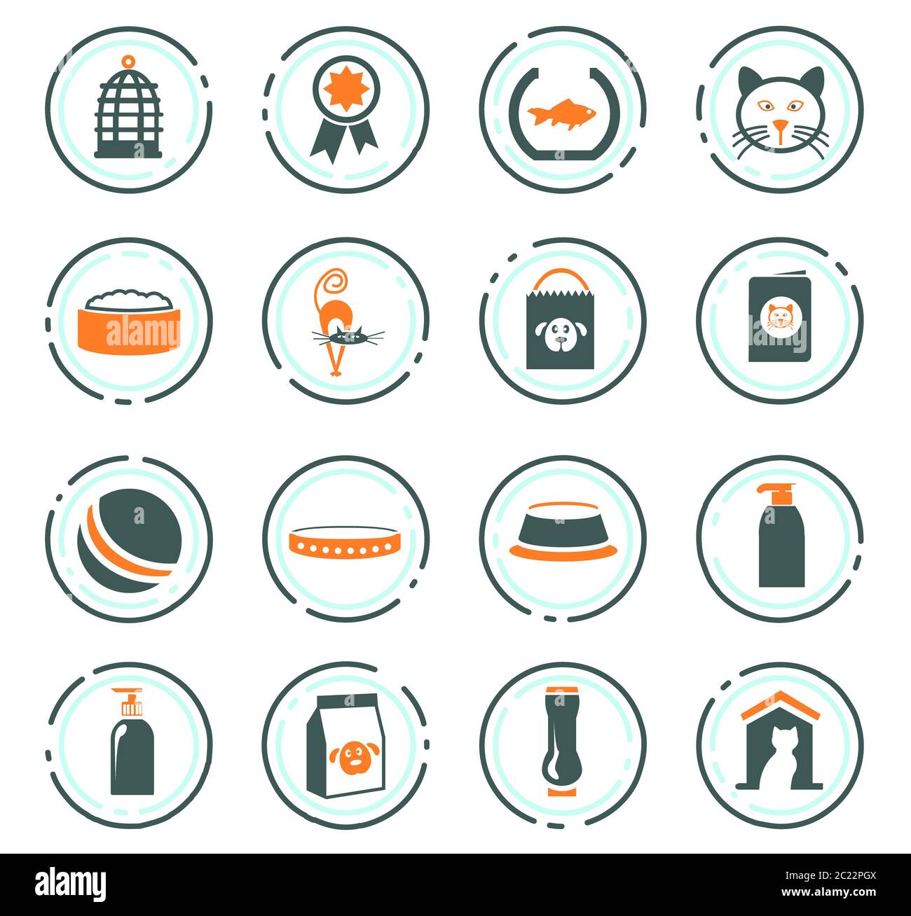 Goods for pets color vector icons for user interface design Stock Photo ...