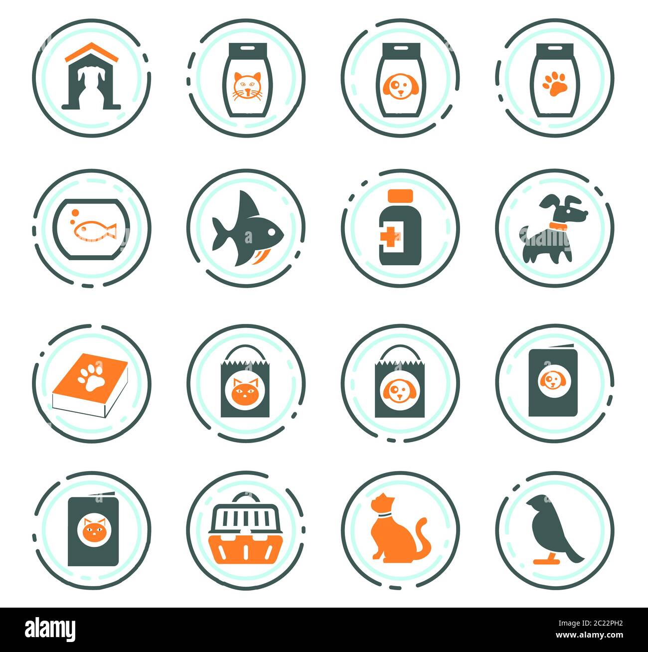 Goods for pets color vector icons for user interface design Stock Photo ...