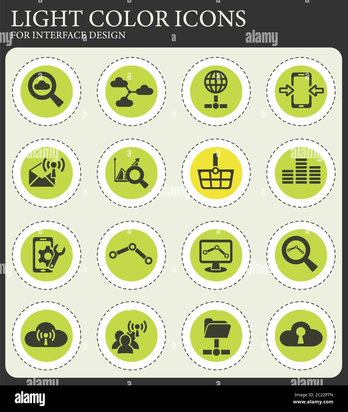 data analytic and social network web icons for user interface design ...