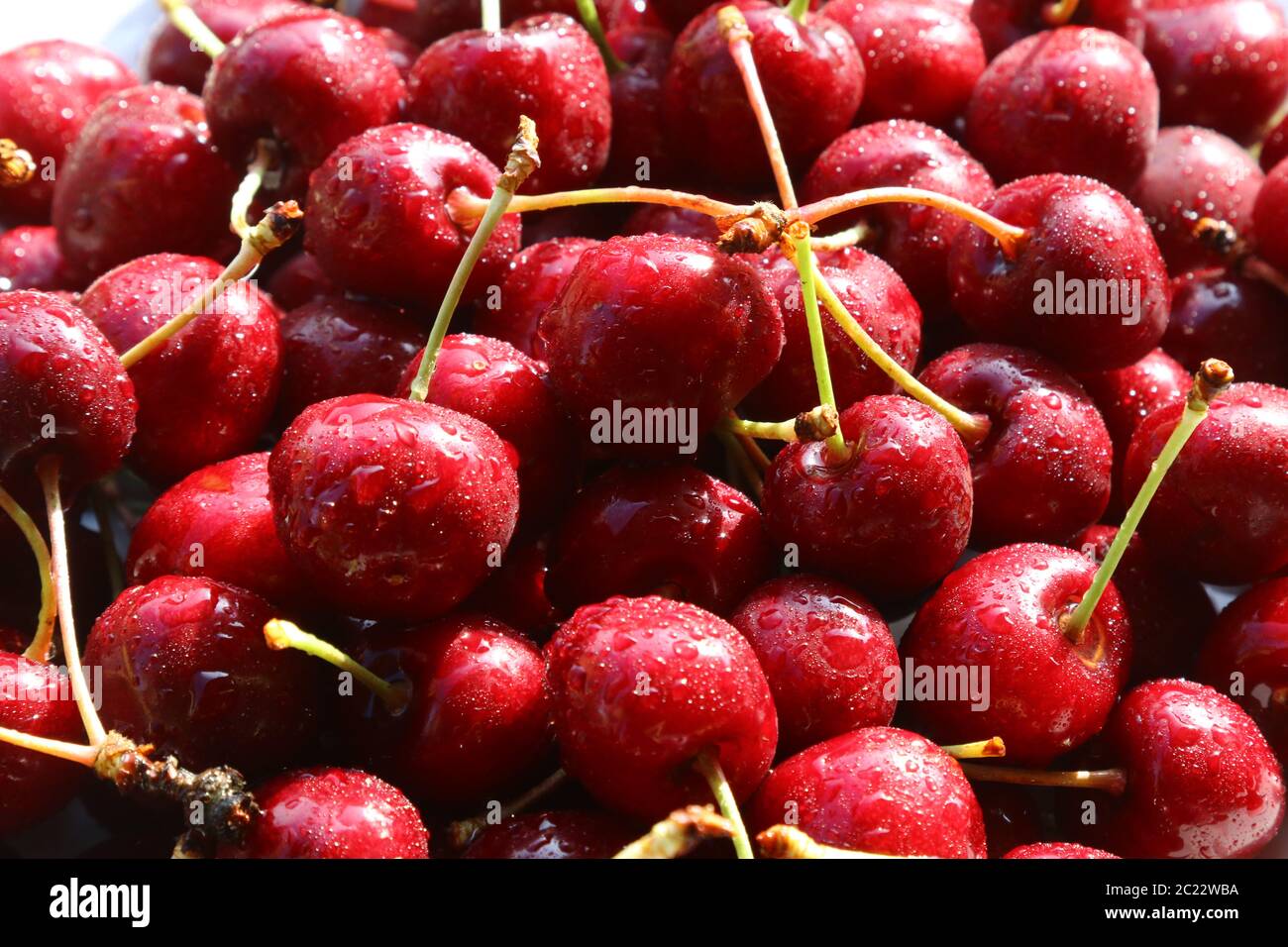 Fresh red cherries, fruits of the summer season Stock Photo - Alamy