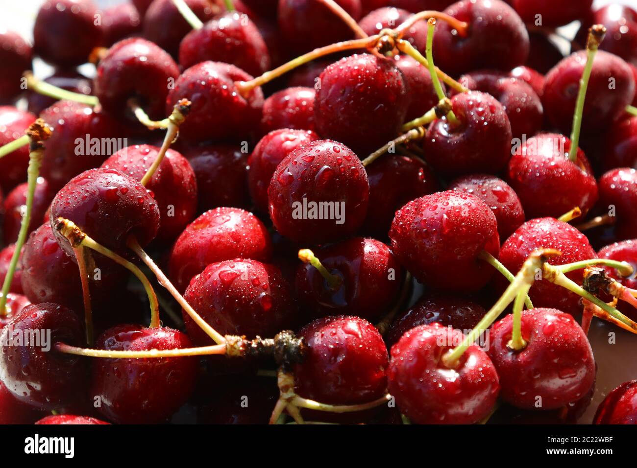 Fresh red cherries, fruits of the summer season Stock Photo - Alamy