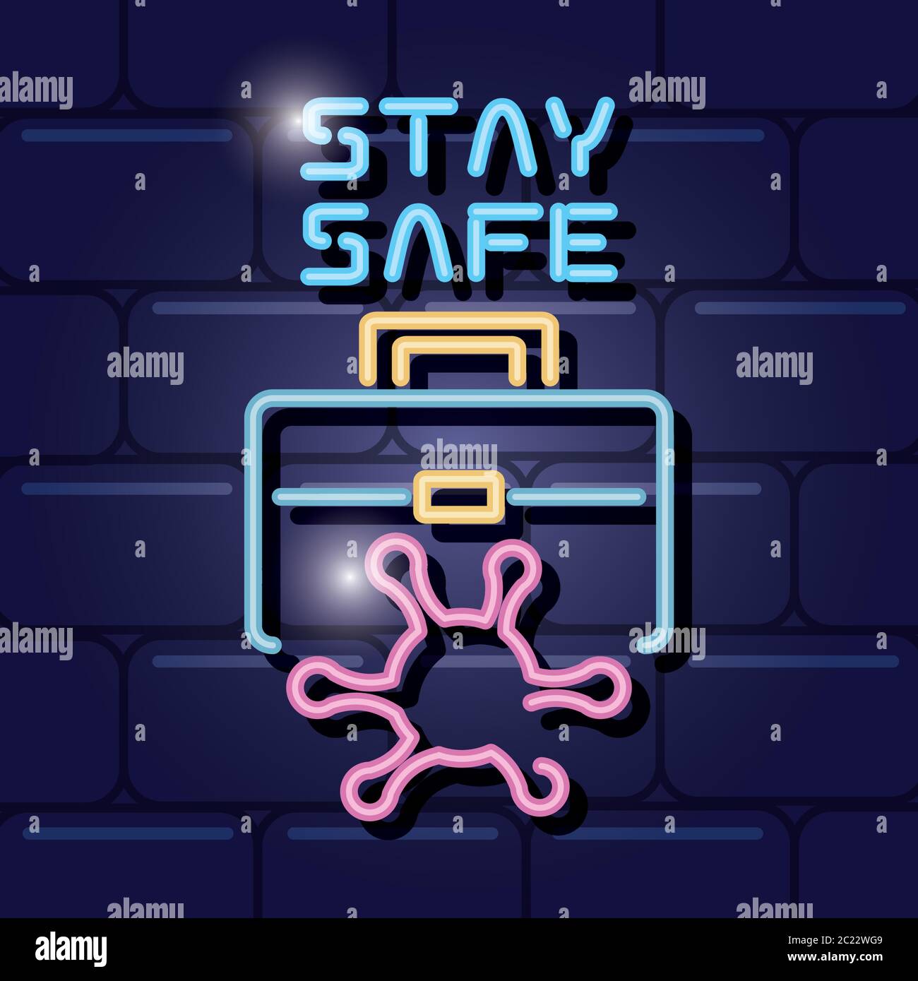 symbol of stay safe in neon light vector illustration design Stock ...