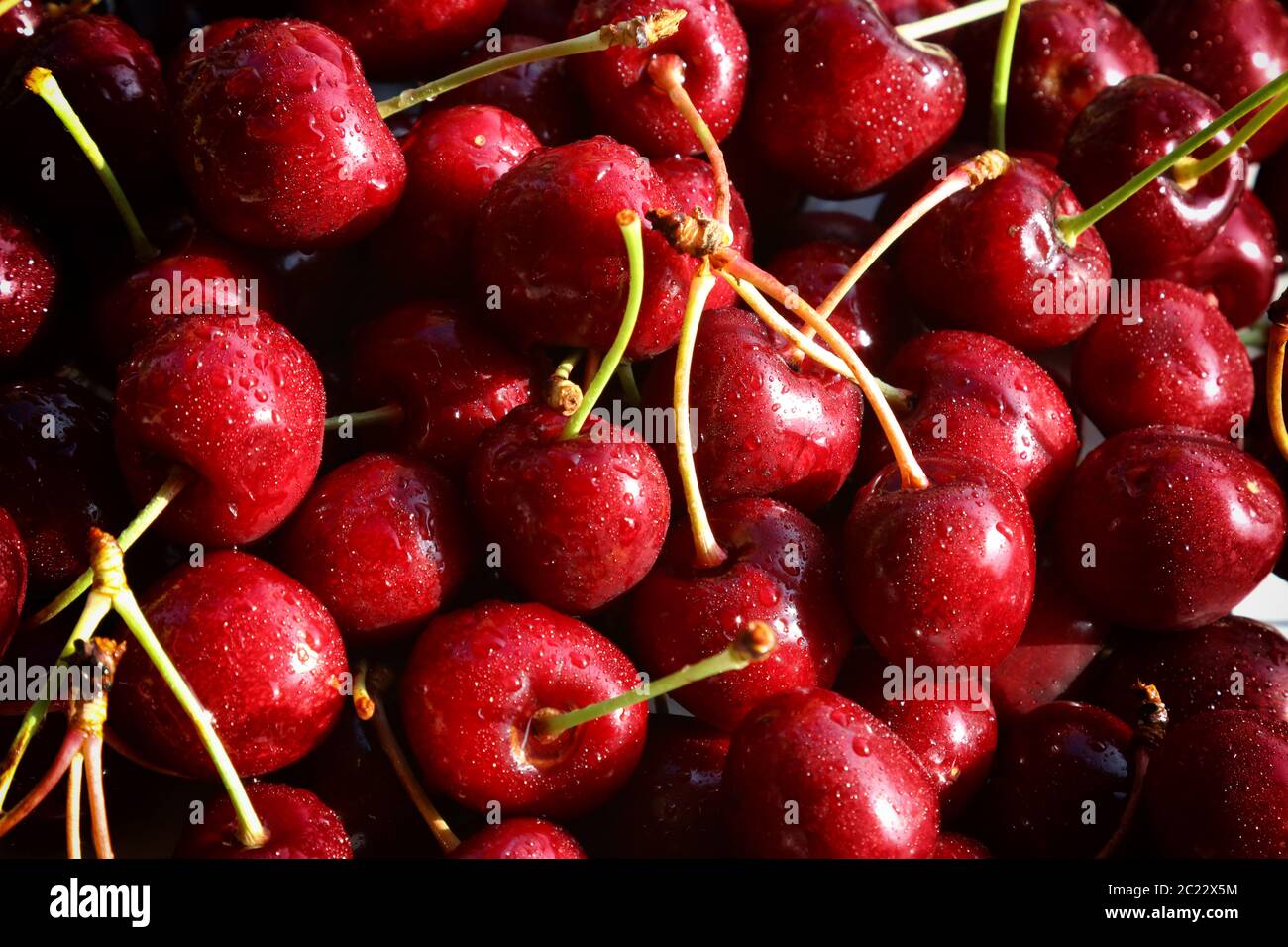Fresh red cherries, fruits of the summer season Stock Photo - Alamy