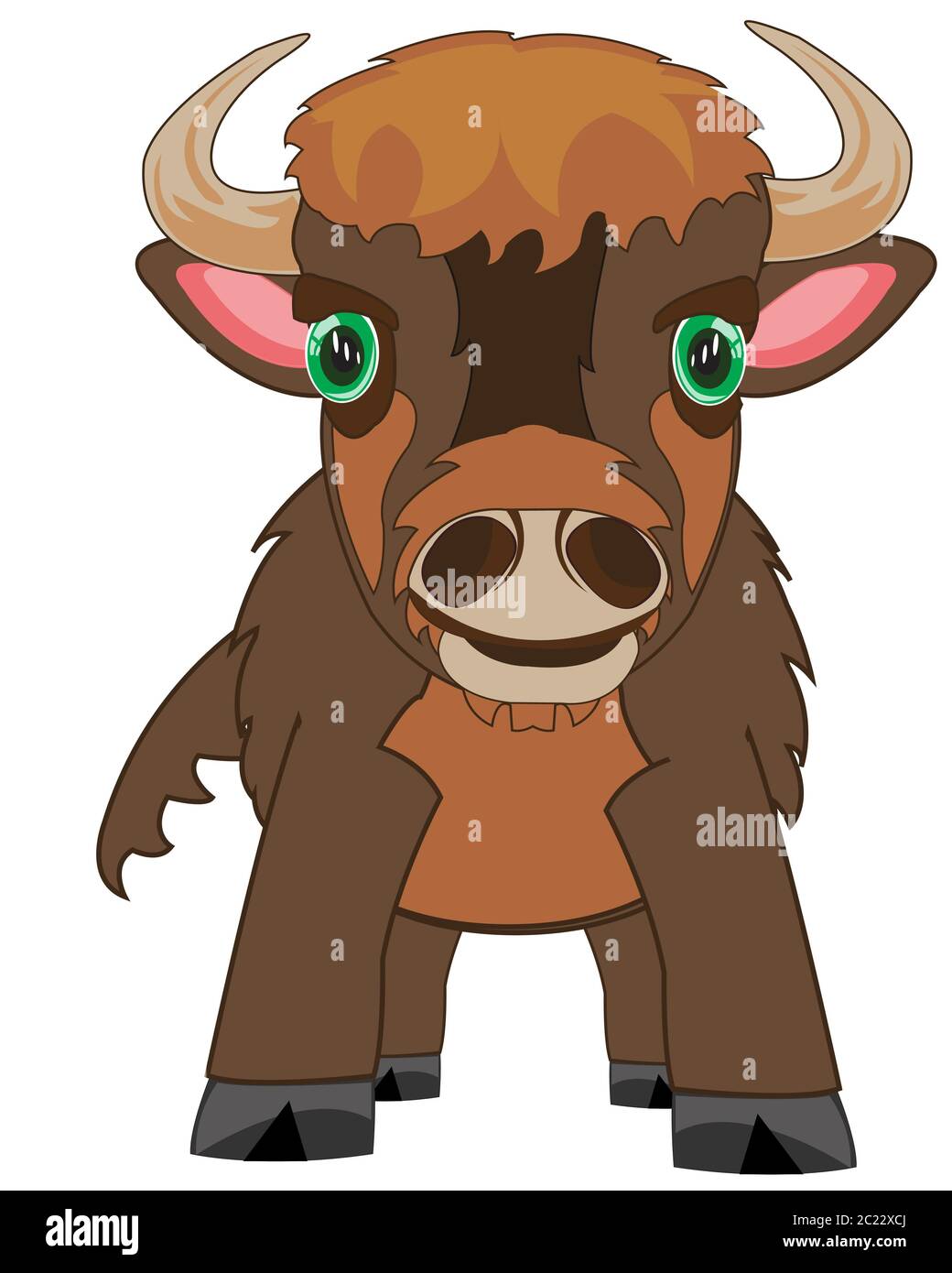 Vector illustration american ungulate animal bison cartoon Stock Photo ...