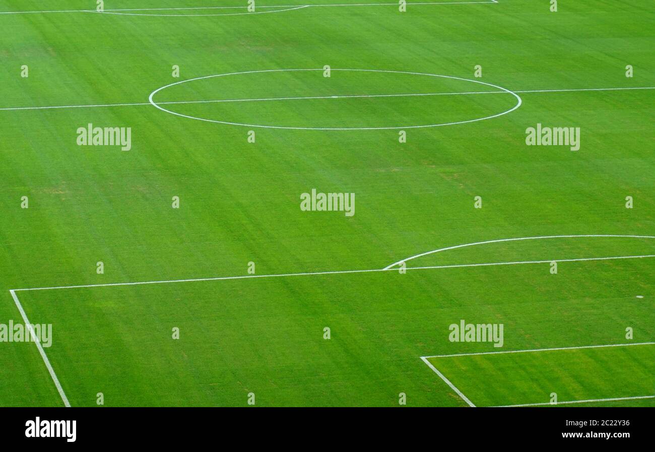 Football stadium with empty soccer pitch Stock Photo - Alamy