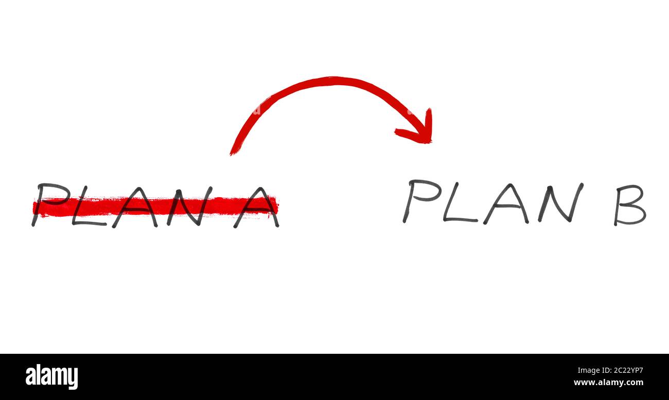 Handwritten text with red arrow - Plan A and Plan B Stock Photo - Alamy
