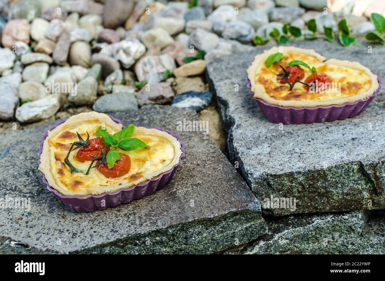 Mini quiche on St. Valentine's Day - with love and hunger Stock Photo ...