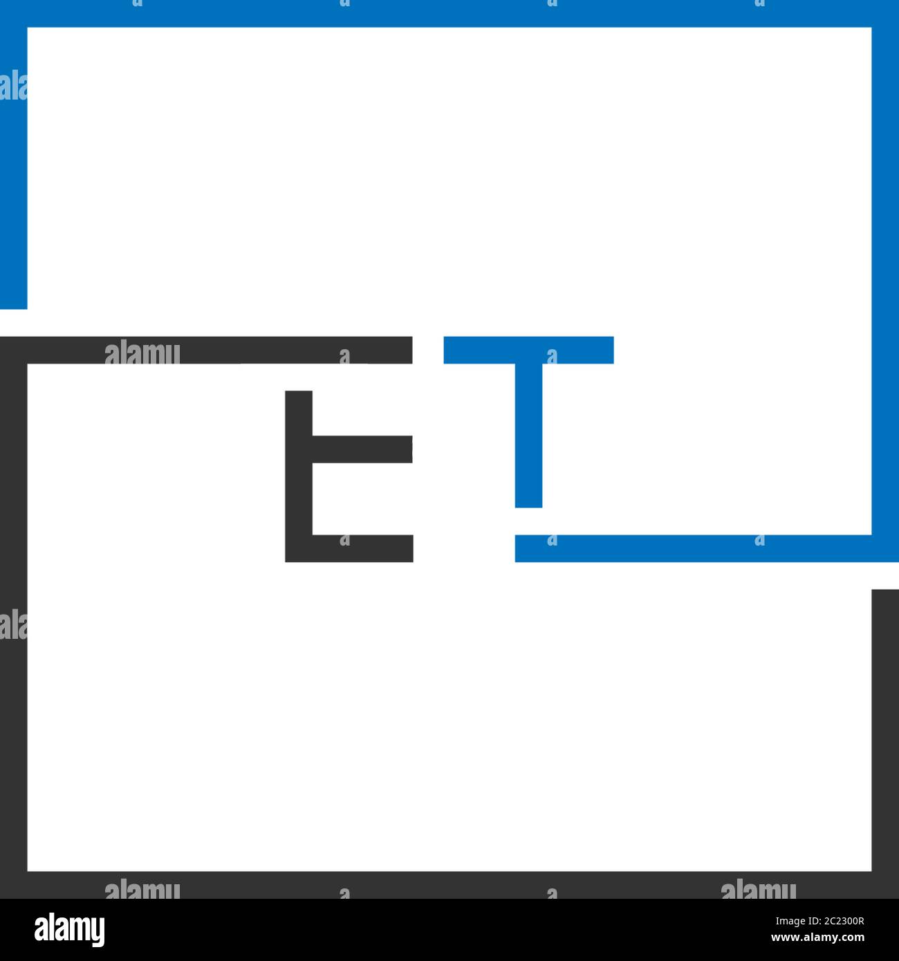 ET logo letters design concept in black and blue colors Stock Vector ...