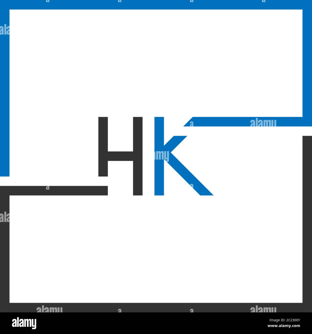 HK logo letter design concept in black and blue color Stock Vector ...