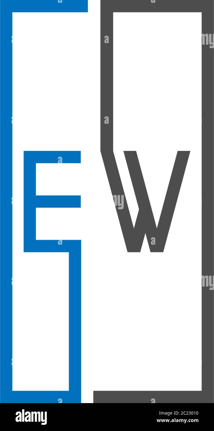 Square EW logo letters design concept in black and blue colors Stock ...