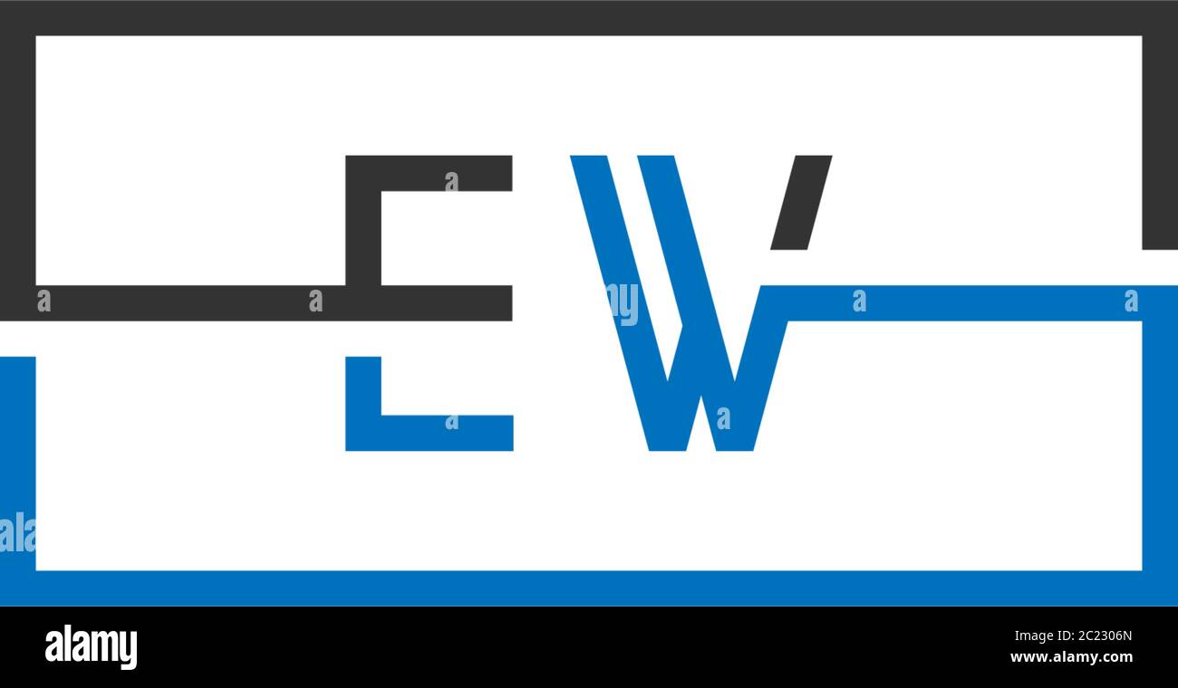 Square EW logo letters design concept in black and blue colors Stock ...