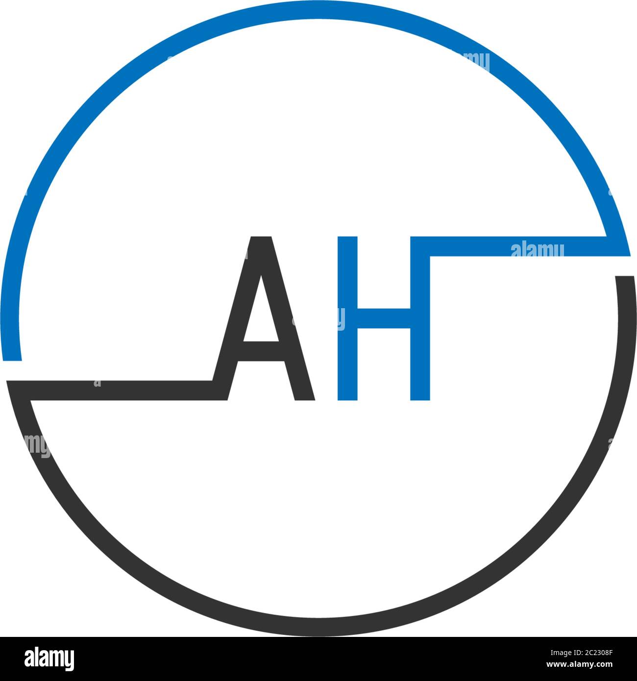 AH logo letter design concept in black and blue color Stock Vector ...