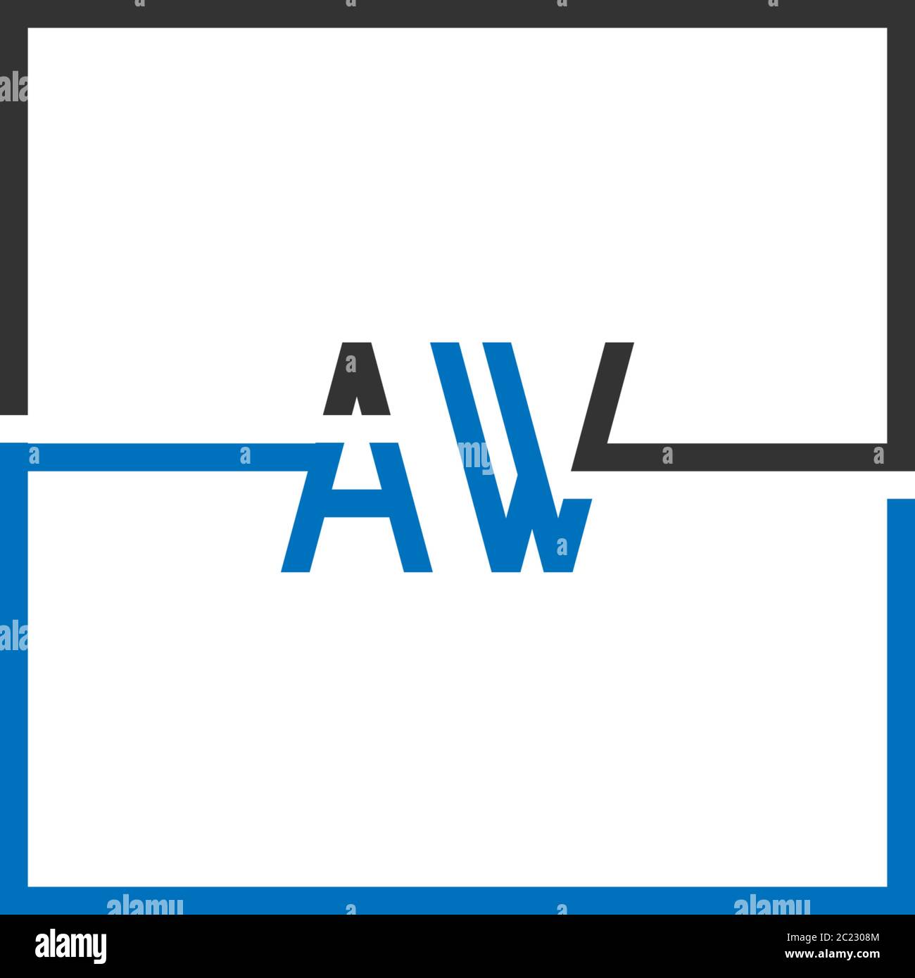 AW logo letter design concept in black and blue color Stock Vector ...