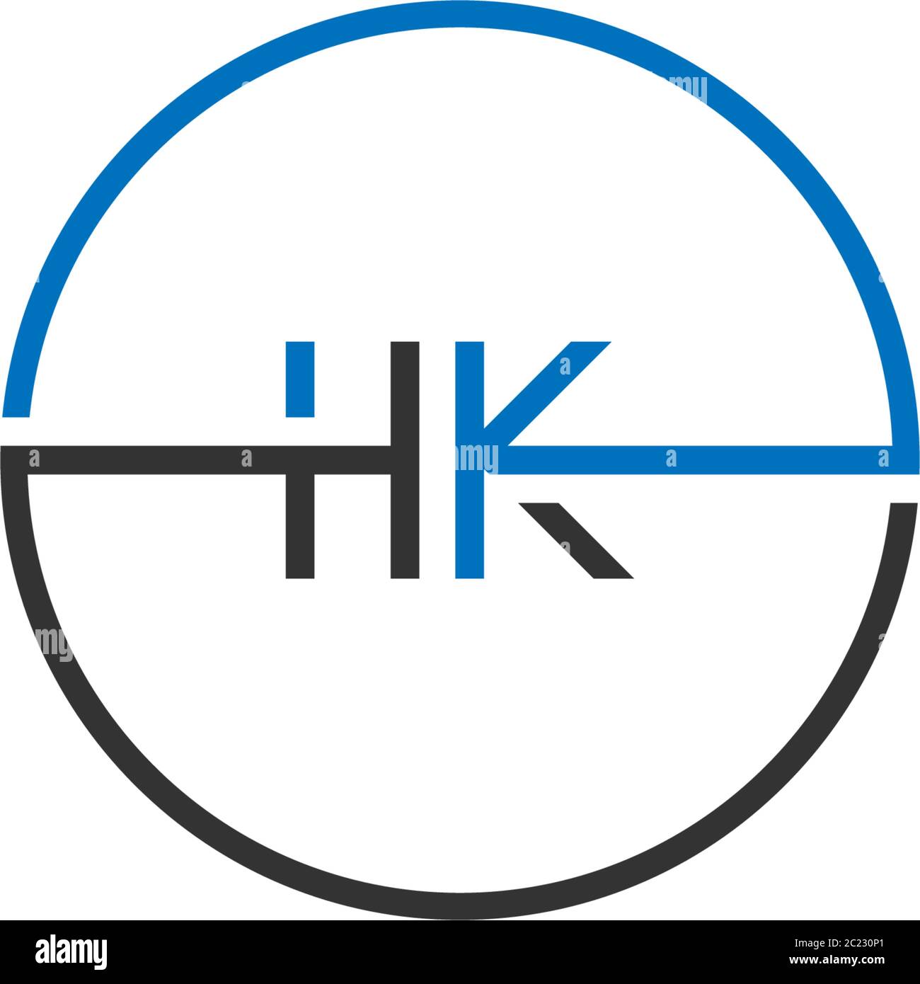 HK logo letter design concept in black and blue color Stock Vector ...