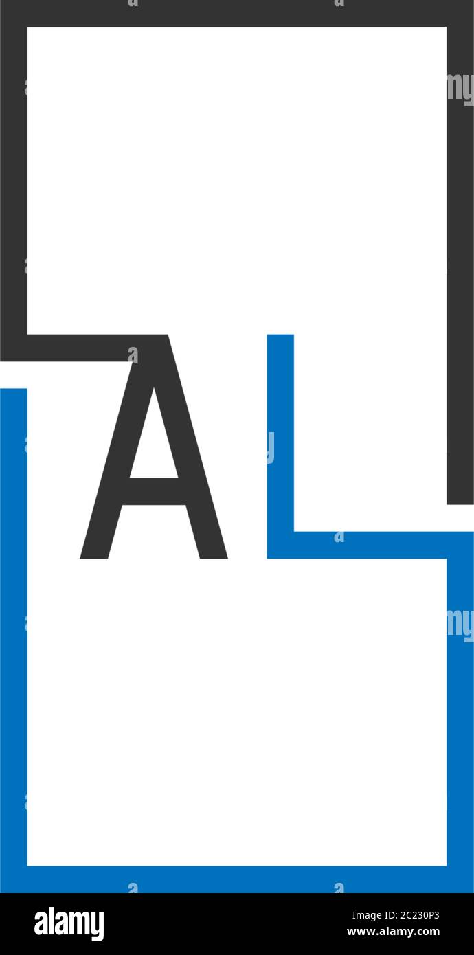 AL logo letter design concept in black and blue color Stock Vector ...