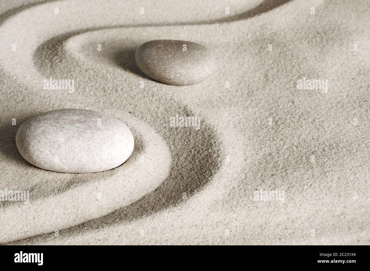 Japanese zen garden meditation stone, concentration and relaxation sand ...