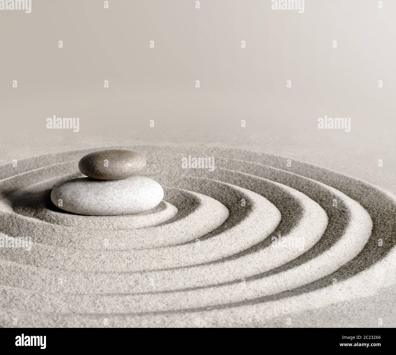 Japanese zen garden meditation stone, concentration and relaxation sand ...