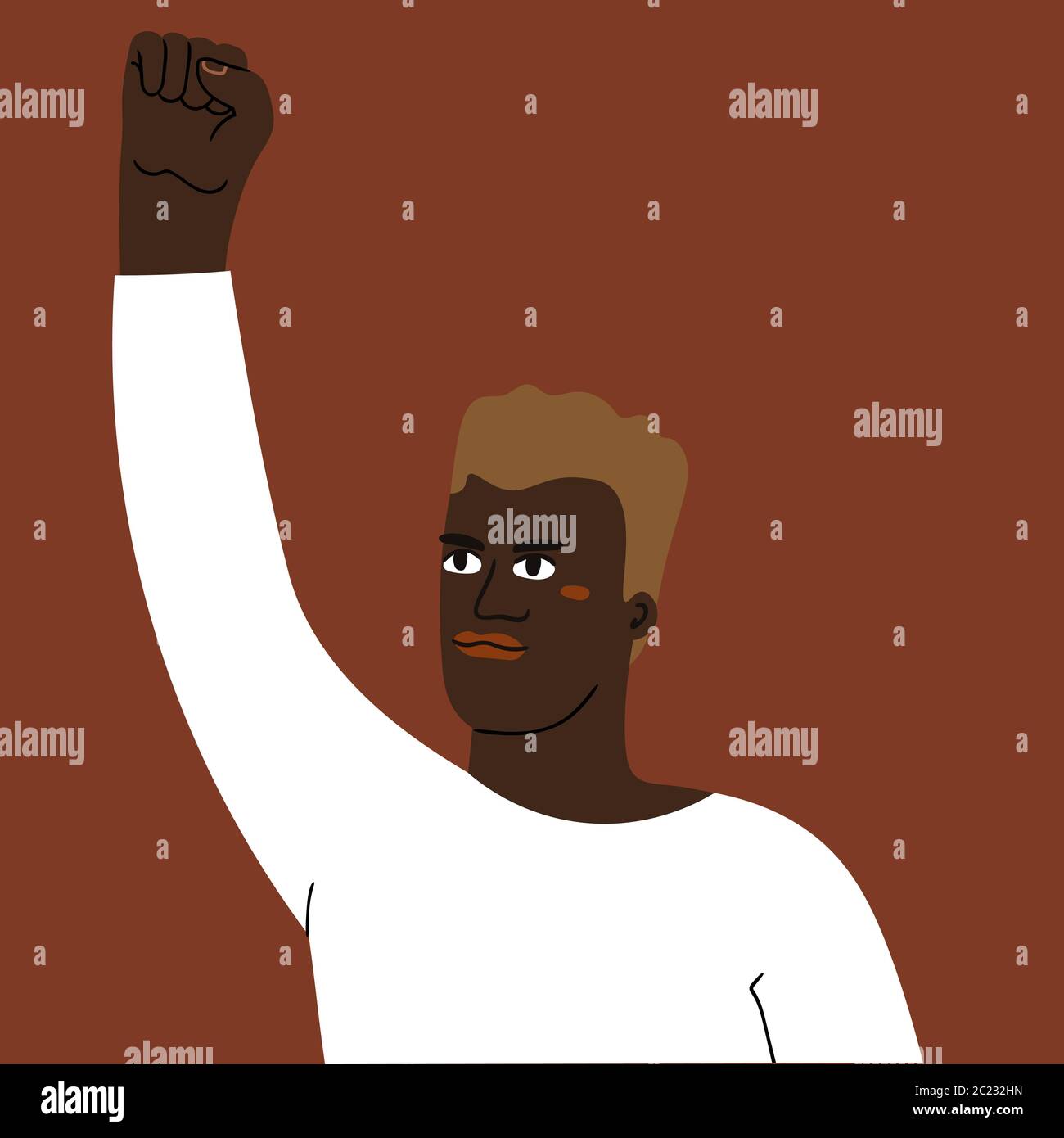 Protester African man with a raised fist. No racism concept.Protest ...