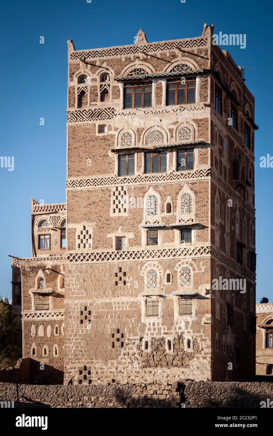 famous traditional architecture heritage buildings view in sanaa city ...